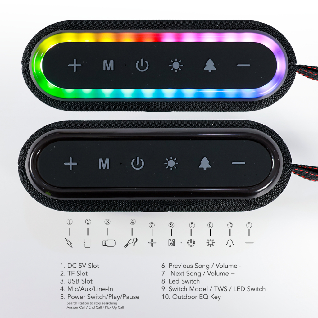 Dmes DS12 Bluetooth Speaker RGB Light TWS Wireless 360 Stereo 7W Output ...