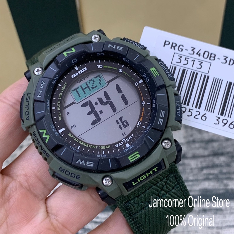100% ORIGINAL CASIO PROTREK PRG-340L-5/PRG-340B-3 made with bio-based resin and a cloth band ...