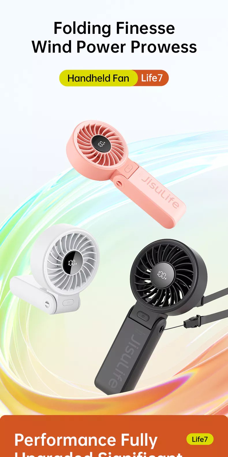 Jisulife 3 in 1 Handheld Fan Life7 Powerful Portable Fan with LED ...