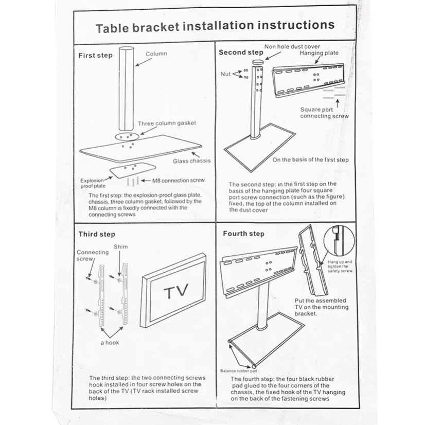 TV Stand Desktop TV Bracket Monitor Stand Tempered Glass Base Universal ...