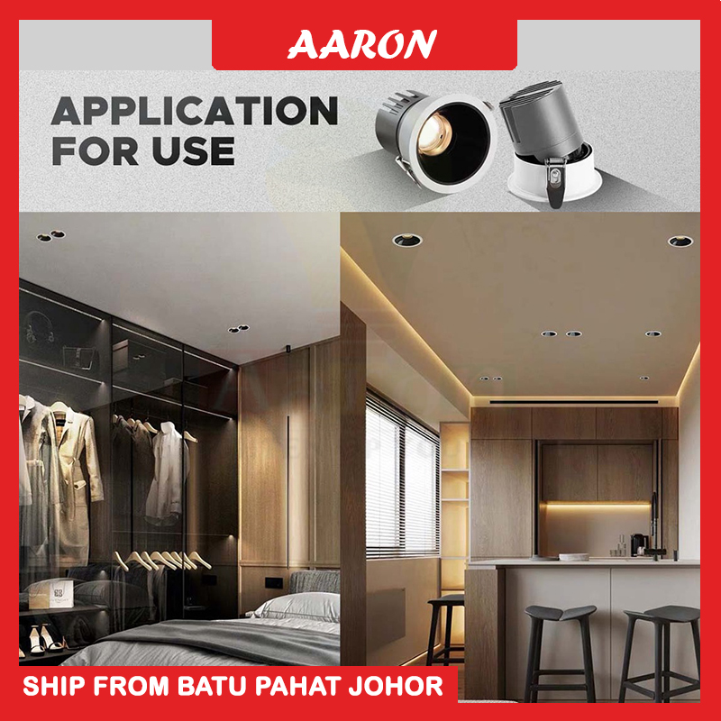 LED Eyeball 12W 18W Anti-Glare Ceiling Light Lampu Ruang Recessed Deep ...