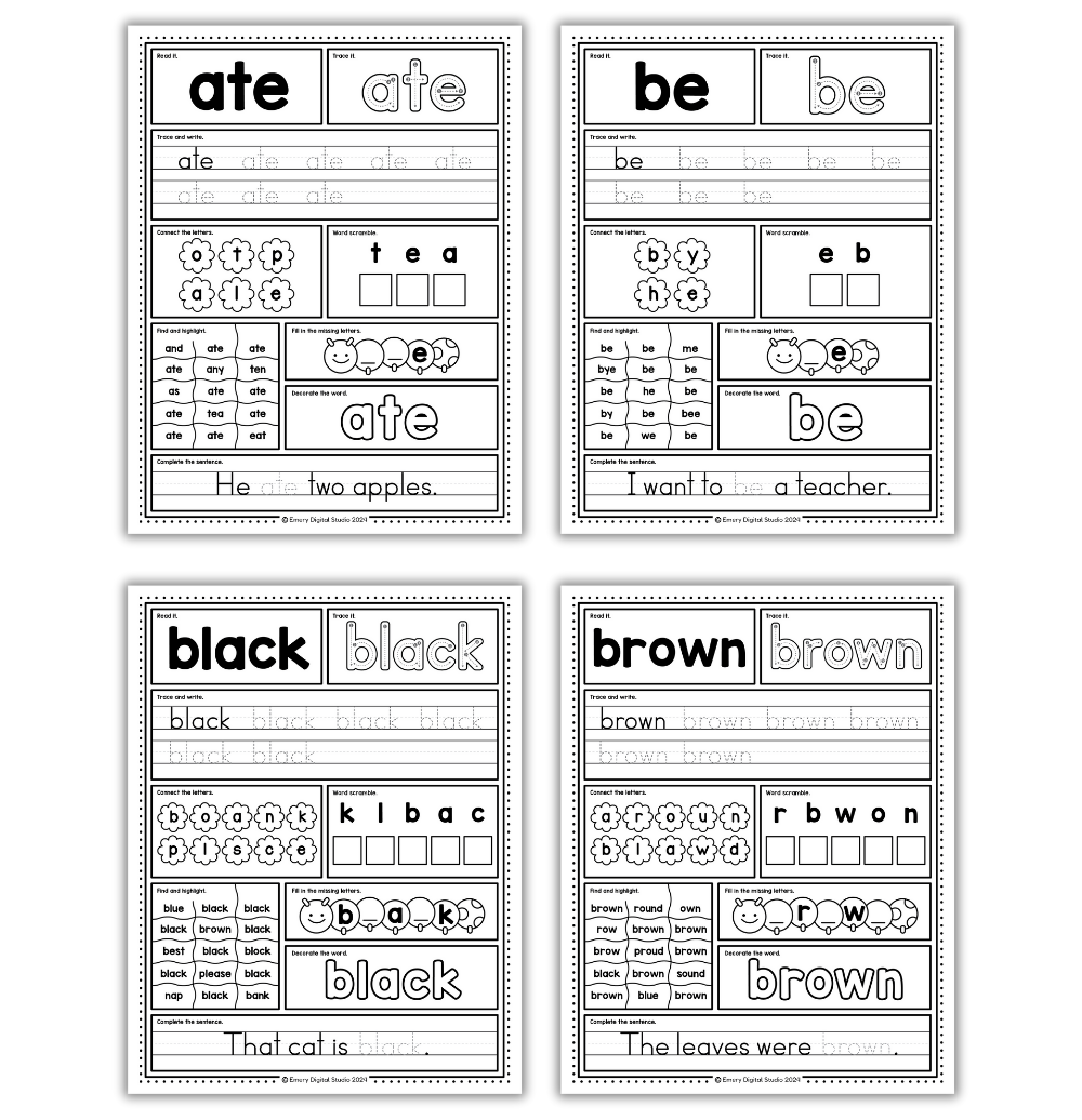 B17 - 52 Pages Kindergarten Dolch Sight Word Worksheets - Bahan Bantu ...