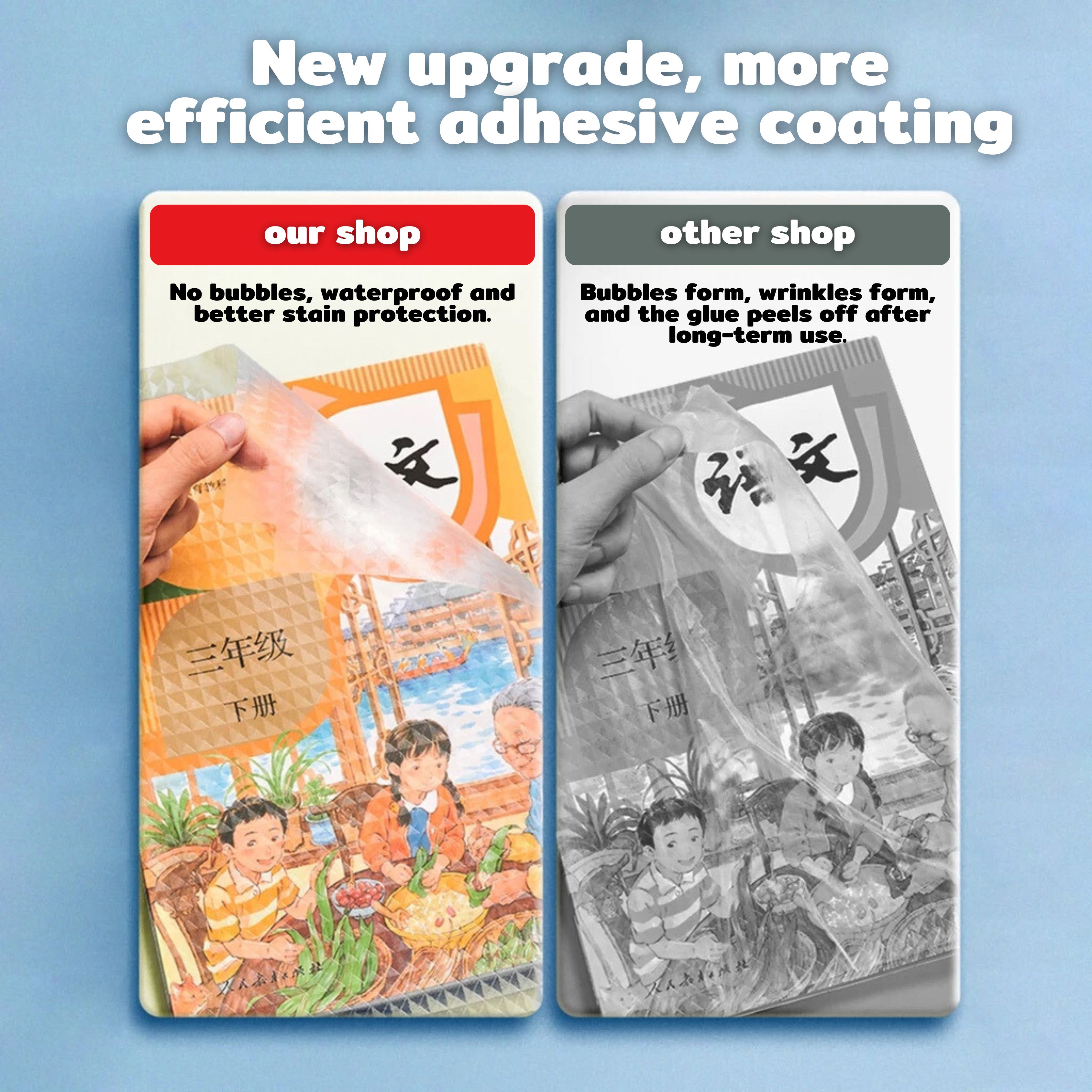 10 sheets Self-adhesive Book Pembalut Buku Teks Book Wrapper ...