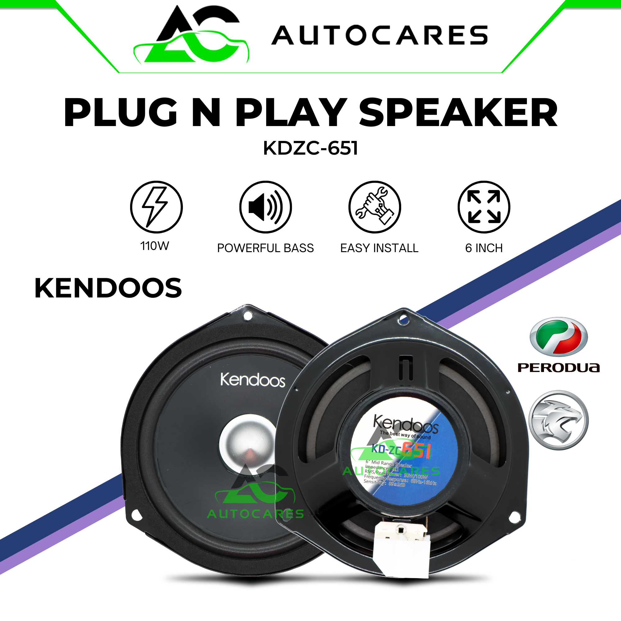 PERODUA PROTON 6" Mid Bass Speaker PNP OEM PlugNPlay Axia Alza Myvi ...