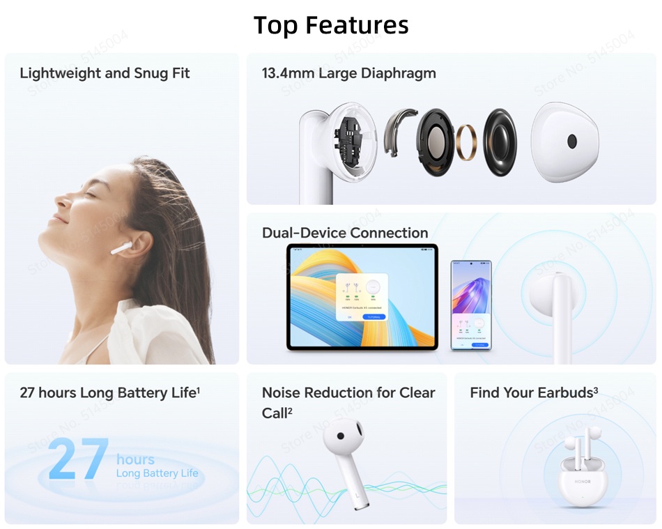 Honor Earbuds X6 | Honor Choice Earbuds X5 | Honor Choice Earbuds X7e ...