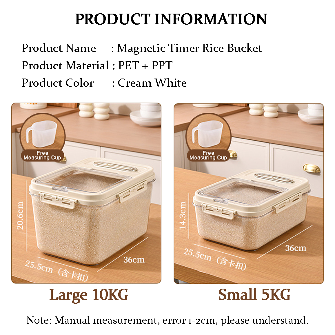 BEST4U 5/10KG Luxury Rice Storage Box Insect-proof Sealed Food Moisture ...