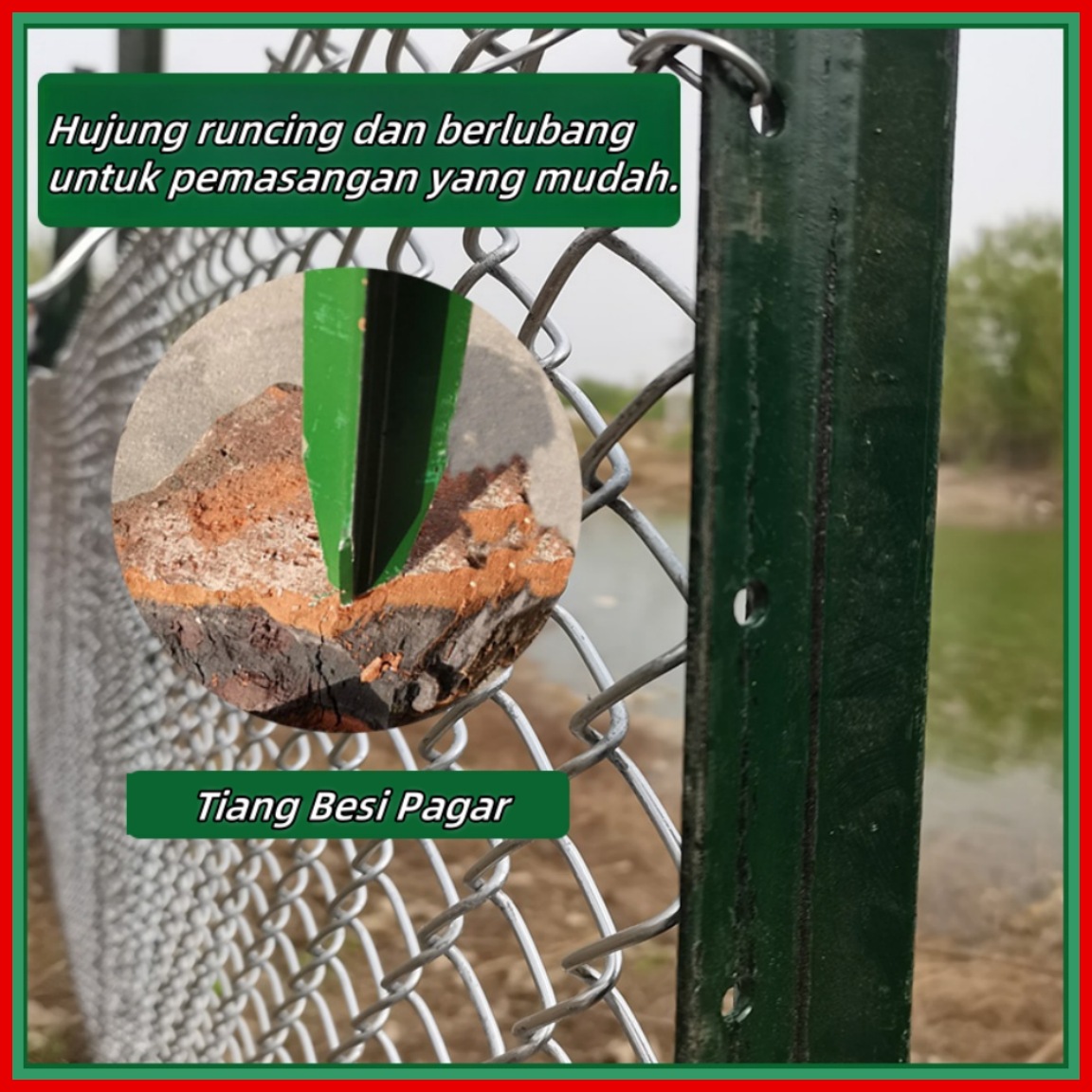 Tiang Besi Pagar/1.5m 1.7m 2m 2.3m 2.5m Tiang Pagar/Iron Column/Fence ...