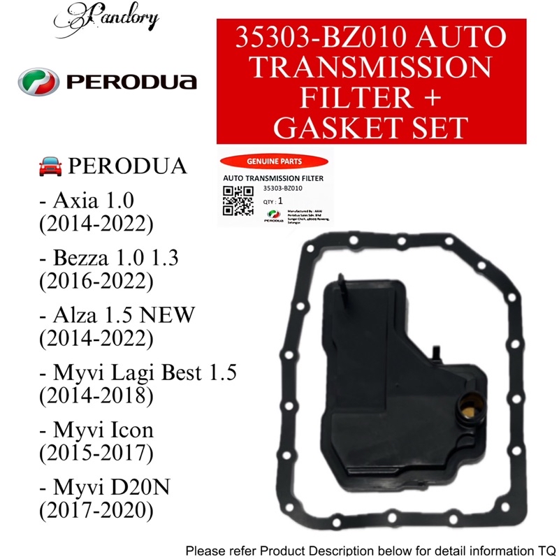 PERODUA PENAPIS TRANSMISI AUTO FILTER + GASKET SET (35303-97201)(35303 ...