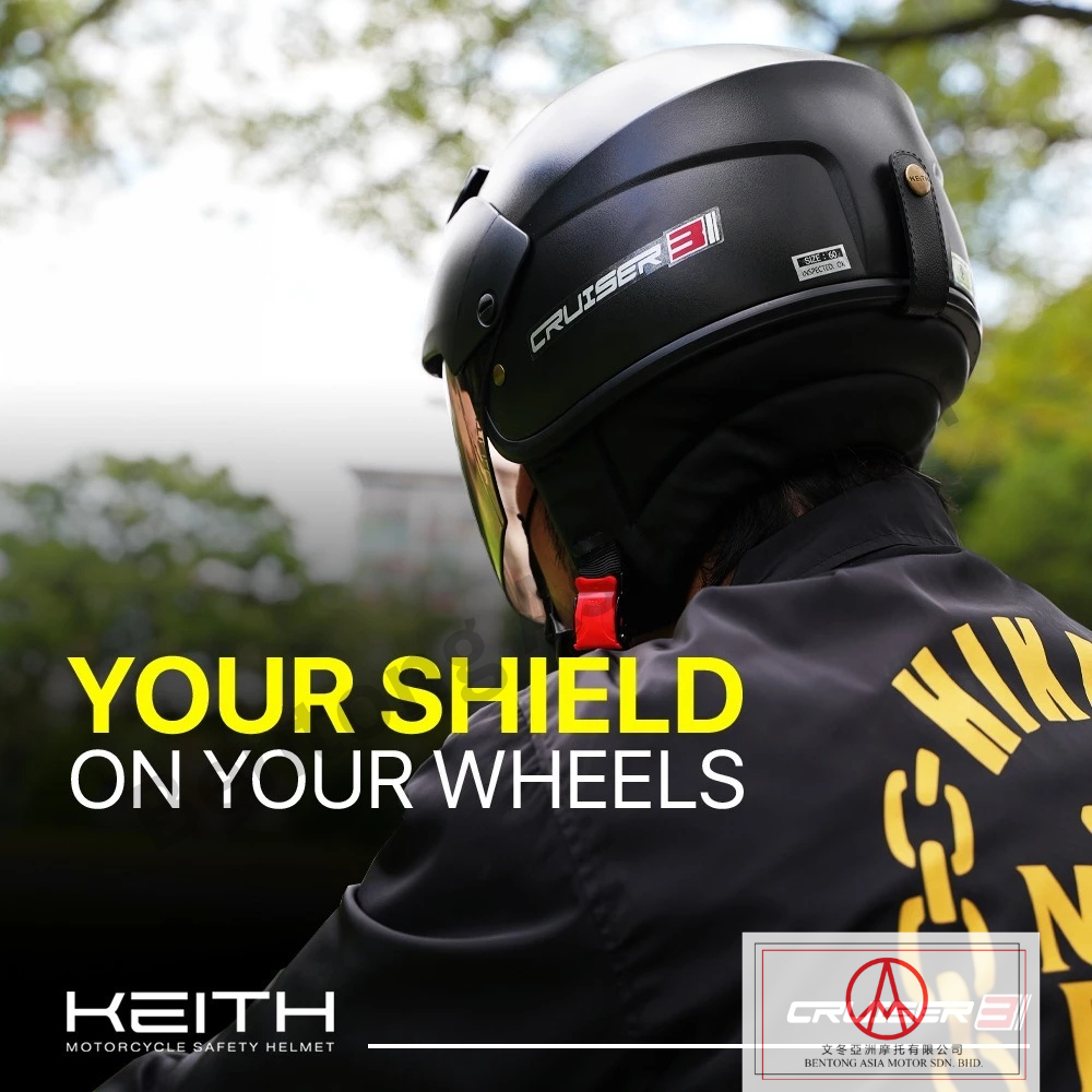 [100% ORI KEITH] Keith Cruiser Motorcycle Helmet with Smoke Tinted ...