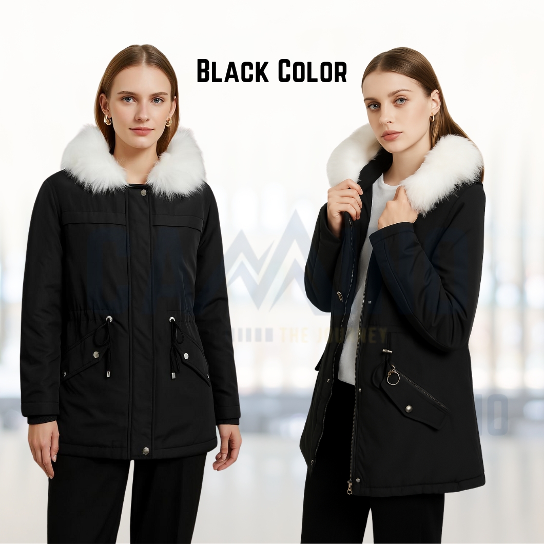 CAMINO Winter Warm Hooded Jacket Parka Woman Autumn Winter Fur Jacket ...