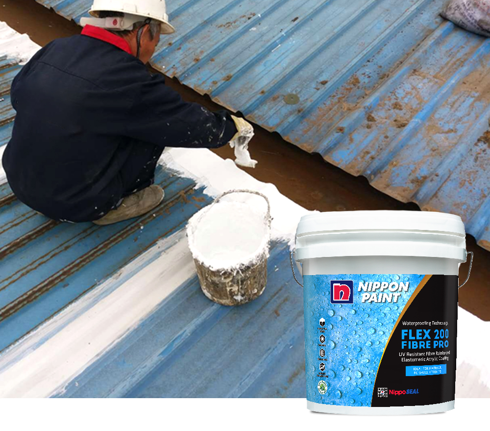 Nippon Waterproofing Technology NippoSEAL Flex 200 Fibre Pro 5kg/ Roof Waterproofing / Bumbung ...