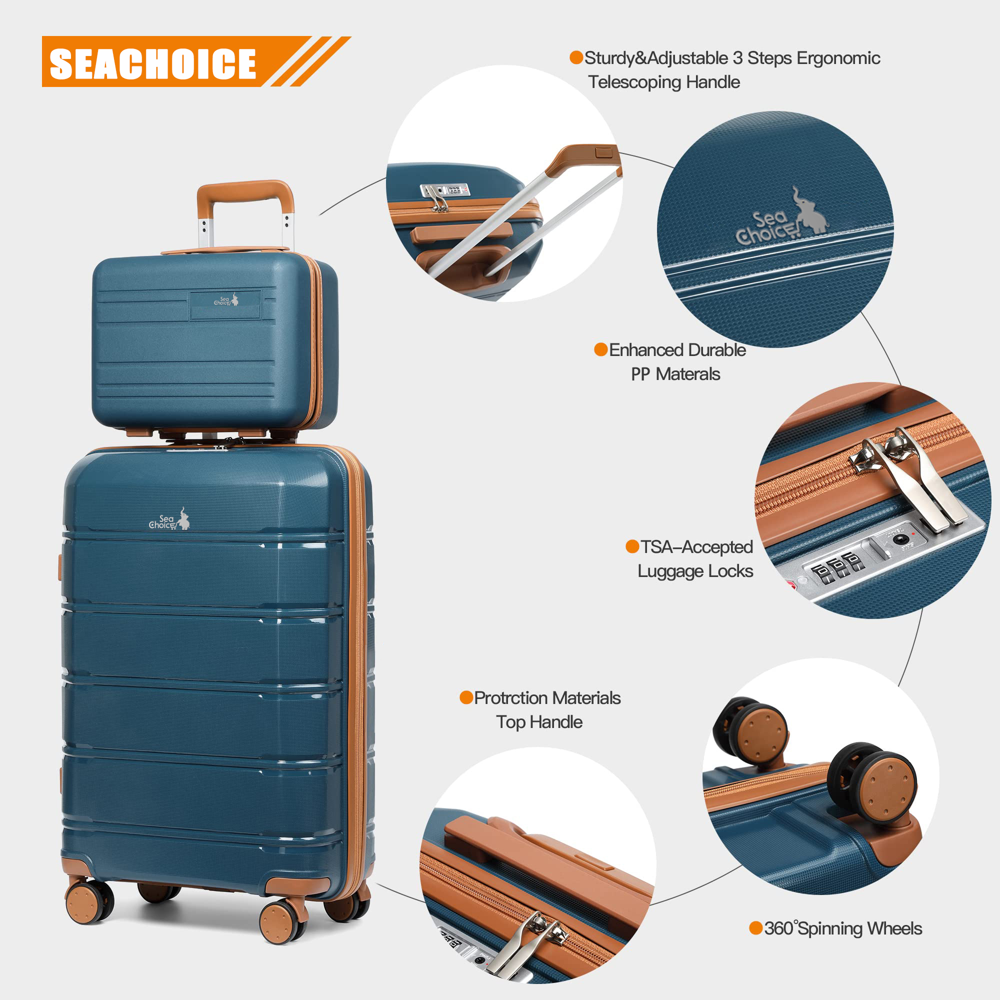 SEA CHOICE 2026 Set Bagasi Perjalanan Ringan 20''/24''/28'' Bahan PP ...