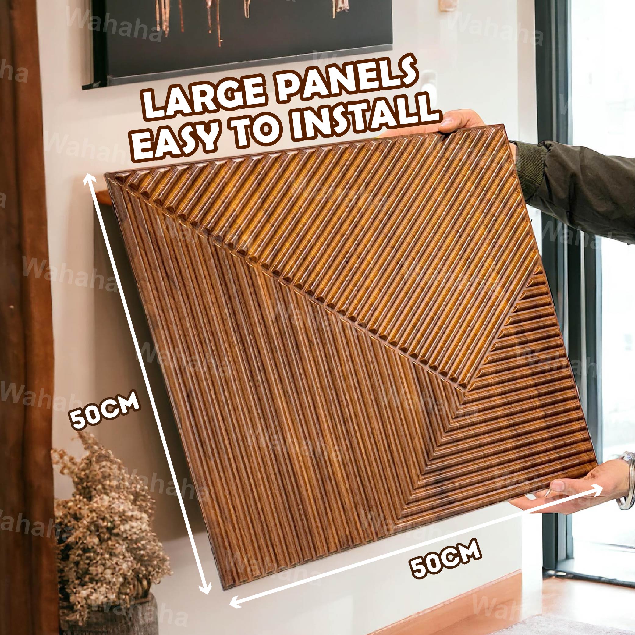 🇲🇾50x50cm Panel Dinding Kayu 3D Mewah | Lattice Hiasan Ruang Tamu ...