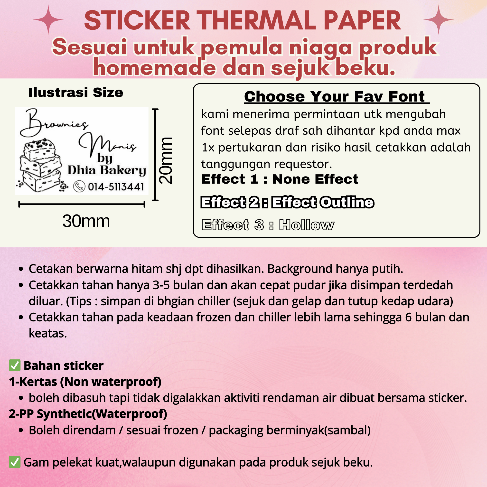 (20mm x 30mm -100 pcs + Free random qty) Sticker label Aiskrim ...