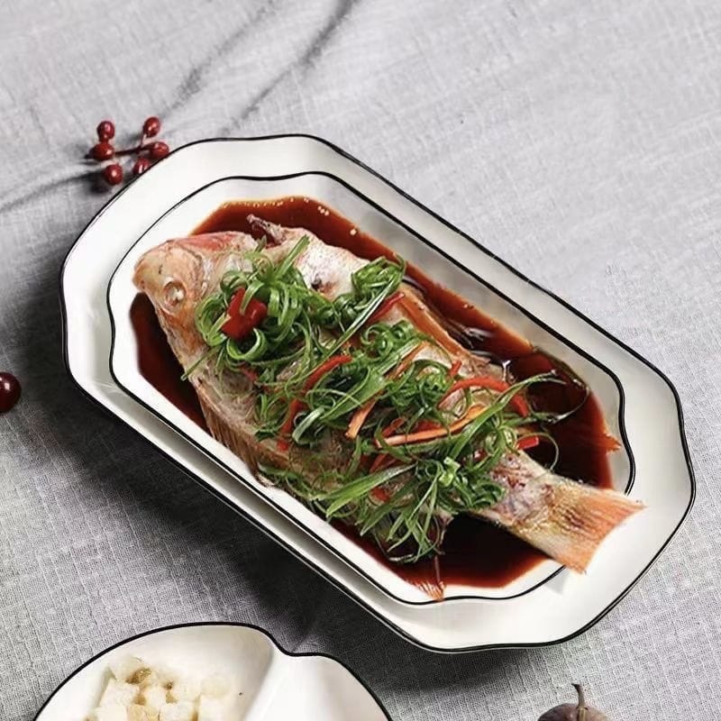 12' Fish Plate Ceramic/Oval Plate/ Fish Plate/ Pinggan Ikan/Pinggan ...