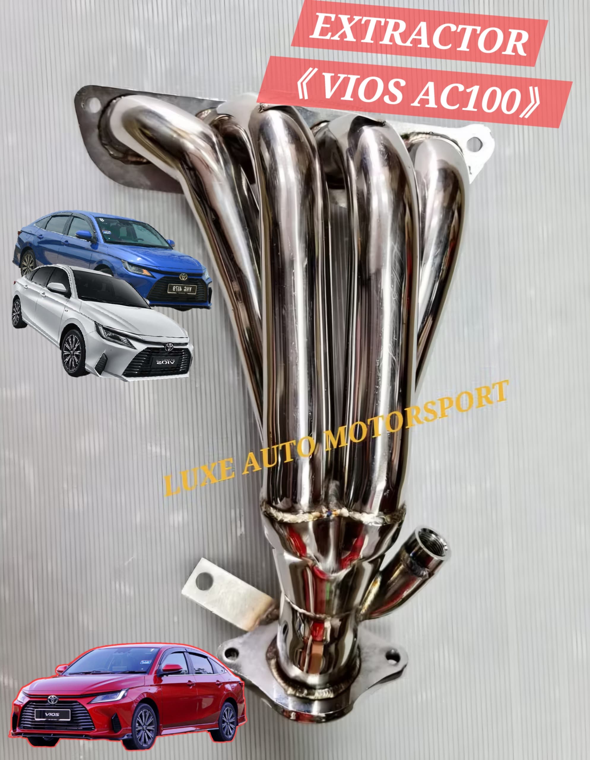 100% Toyota NEW Vios AC100 Extractor Downpipe Header Stainless Steel ...