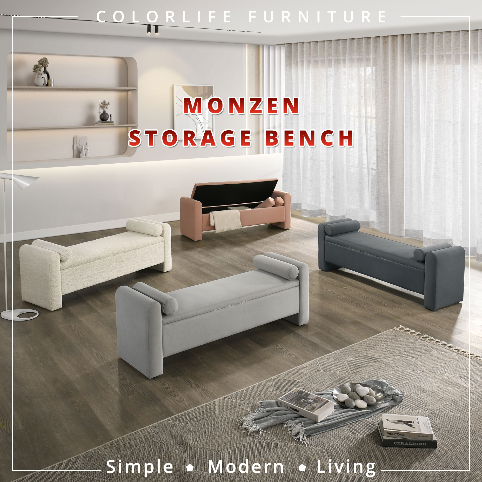 Color Life Monzen Storage Bench Chair / Multi Function with Storage ...