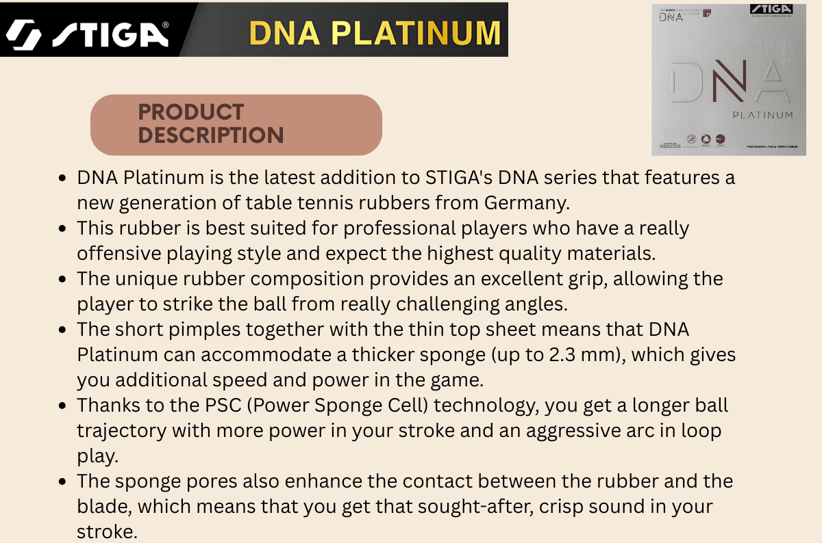 STIGA DNA Platinum H M XH Professional Table Tennis Rubber | Rubber ...