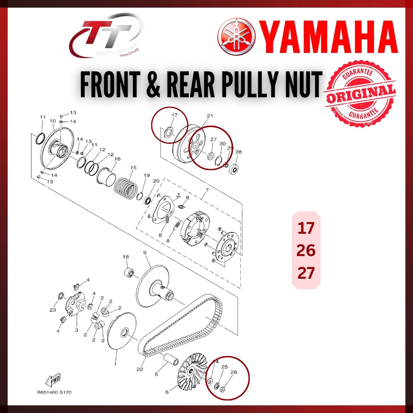 NMAX V1 V2 NVX155 EGO AVANTIZ SOLARIZ GEAR Front Rear Pully Nut CVT ...