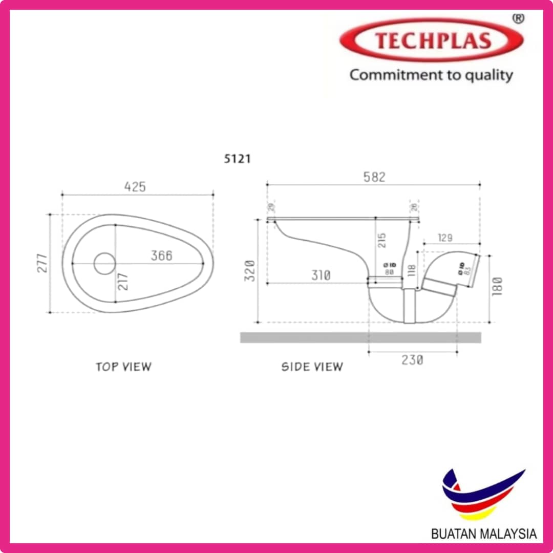 Tandas Plastik Cangkung / Mangkuk Tandas Plastik / Plastic Toilet Bowl Squatting Pan (TECHPLAS ...