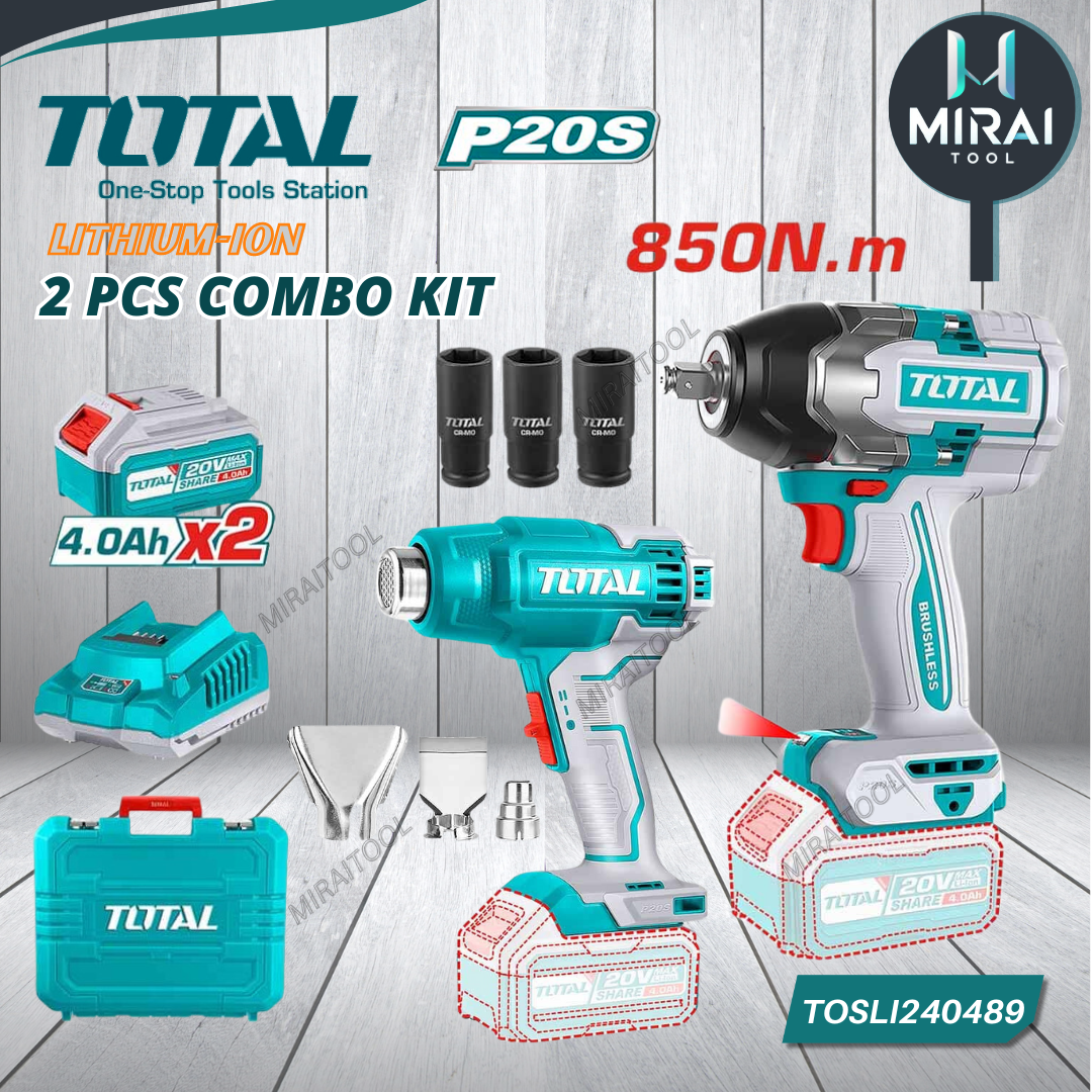 TOTAL 20V Li-ion Brushless Motor Cordless Impact Wrench 400-1350NM ...