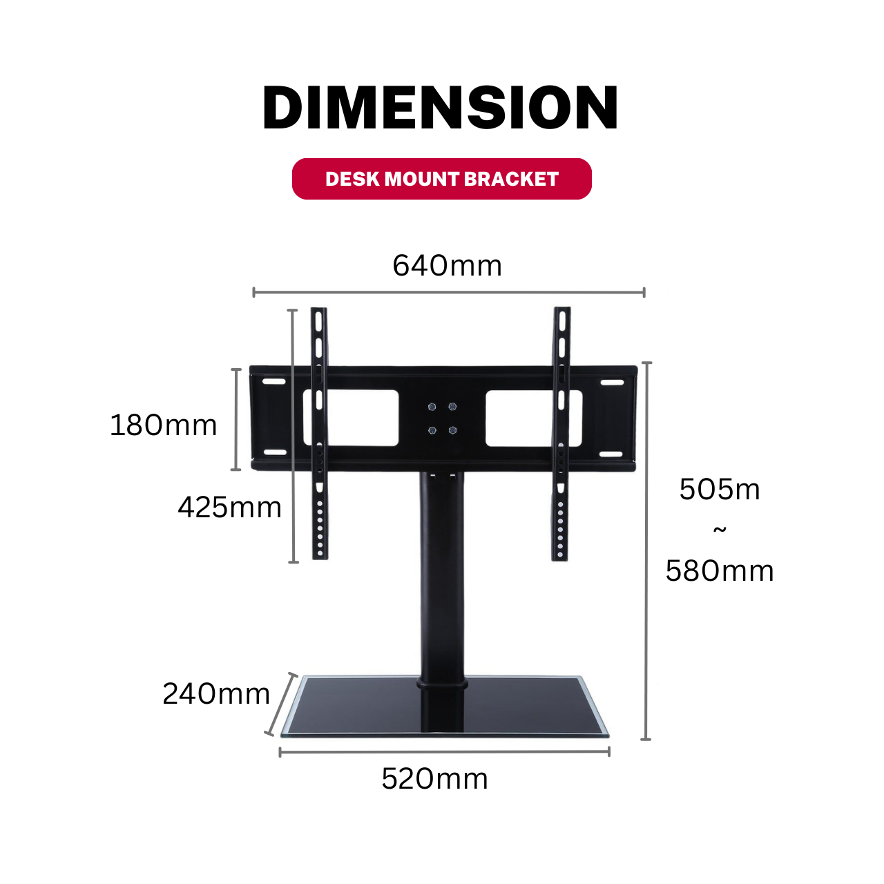 MEGRA Table Top TV Stand Bracket Desk Mount Monitor TV Table Bracket ...