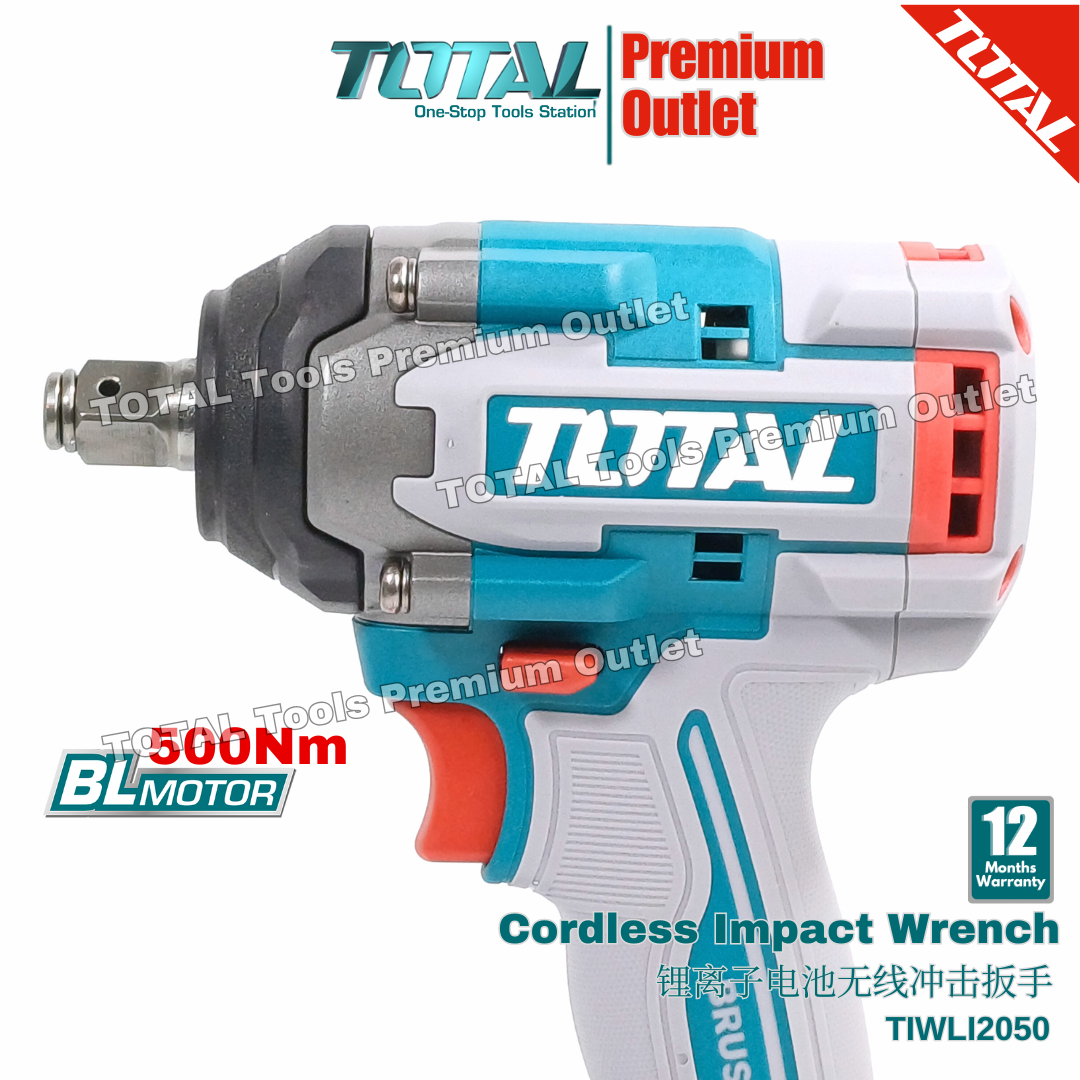 TOTAL Tools 20V series 500Nm Cordless Impact Wrench BL motor+FREE HAND ...