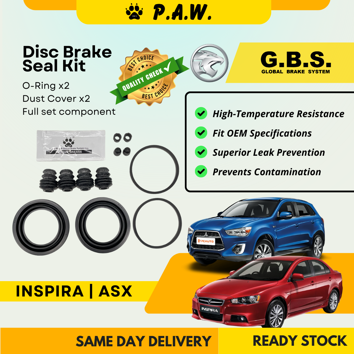 GBS Disc Brake Seal Kit For PROTON INSPIRA ASX (Front) (Full Set ...