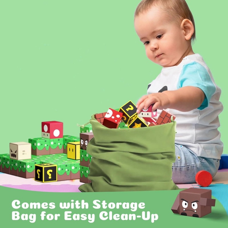 [Ready Stock] 2025 New Super Mario Magnetic Blocks Set 2.5cm Farm Theme ...