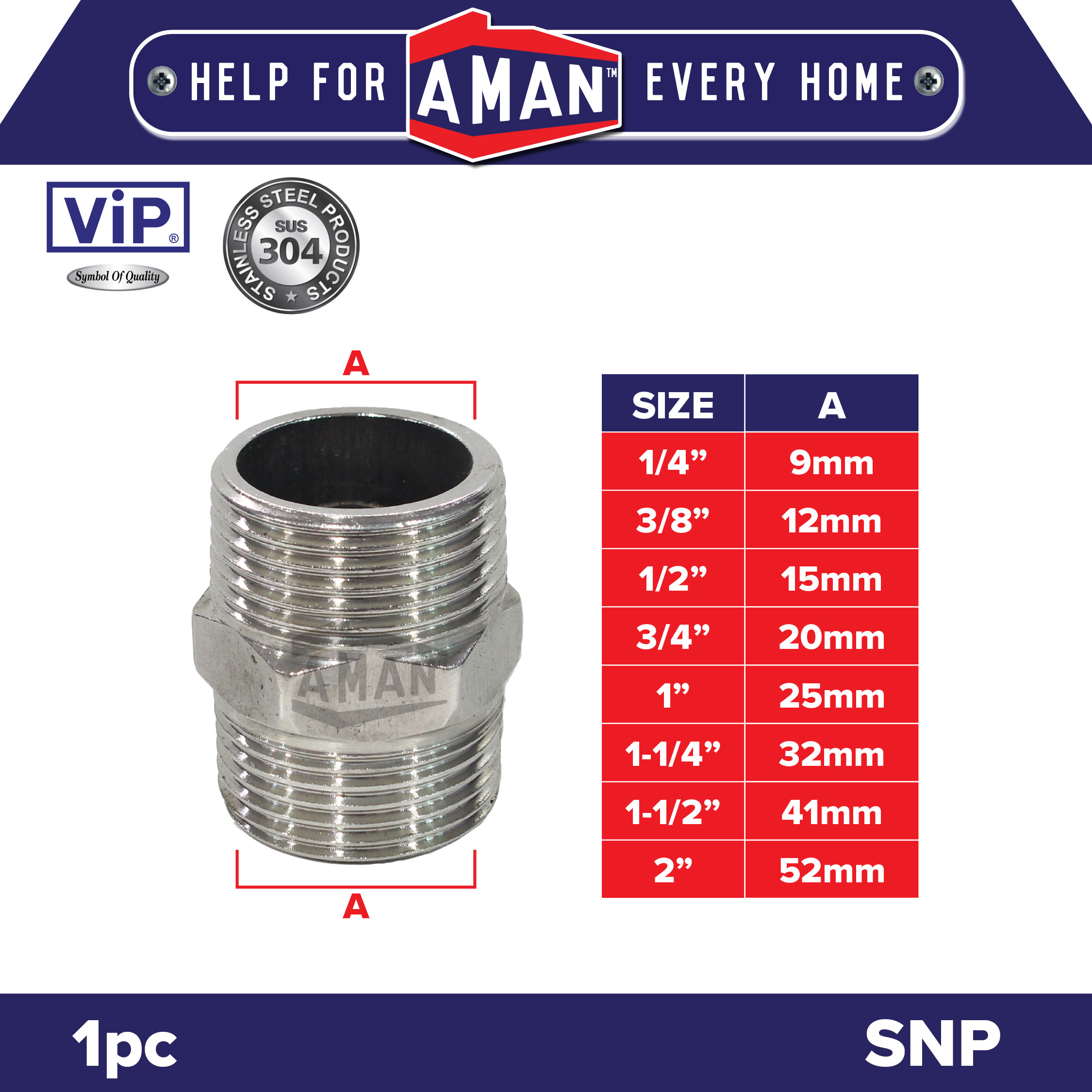 ViP 1-1/4" SUS 304 Stainless Steel Pipe Fitting Equal Elbow Equal Tee ...