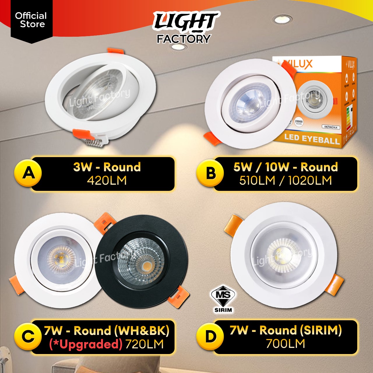 [3 Years Warranty] LED Recess Eyeball Spotlight 3W | 5W | 7W | 10W LED ...