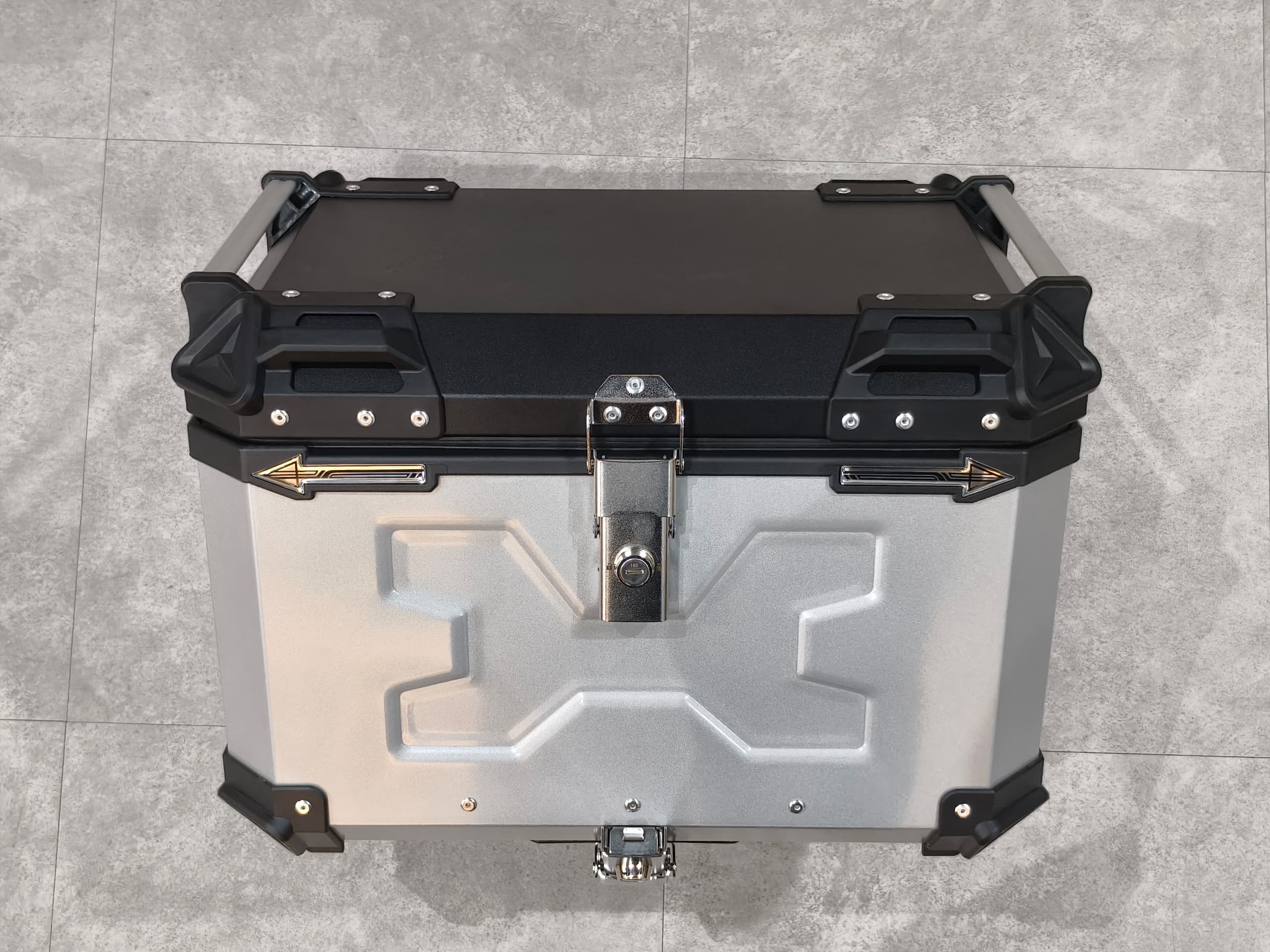 ALUMINIUM TOP BOX TANKER 45L 55L KOTAK PETI ALUMINIUM BLACK/SILVER ...