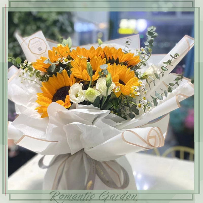 (20PCS) GOLD RIM Waterproof Flower Wrapping Paper Bouquet Gift Florist ...