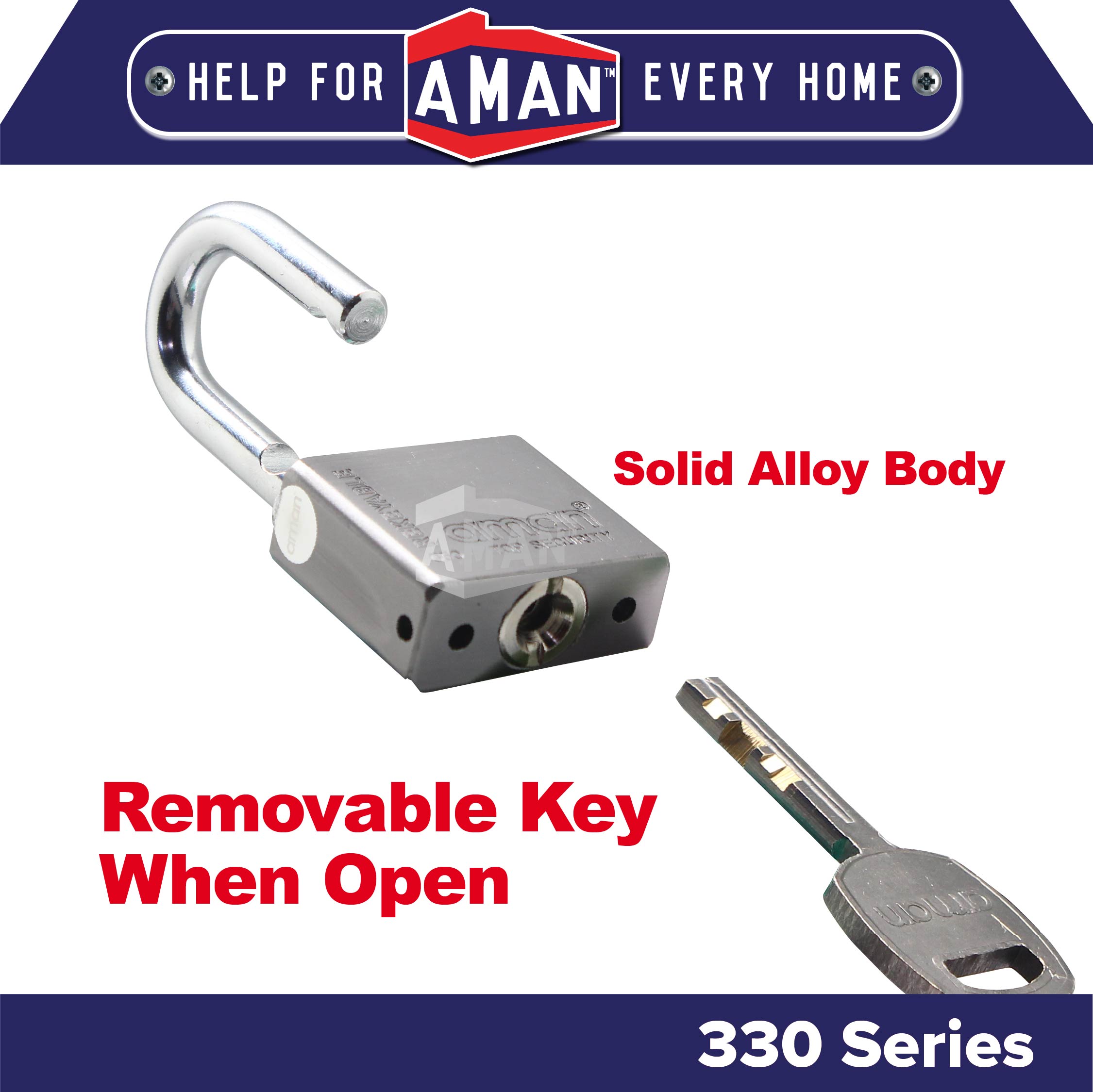 AMAN Padlock Heavy Duty Anti Cut Anti Rust High Security Mangga Kunci Pintu 330 Series 50mm 60mm ...