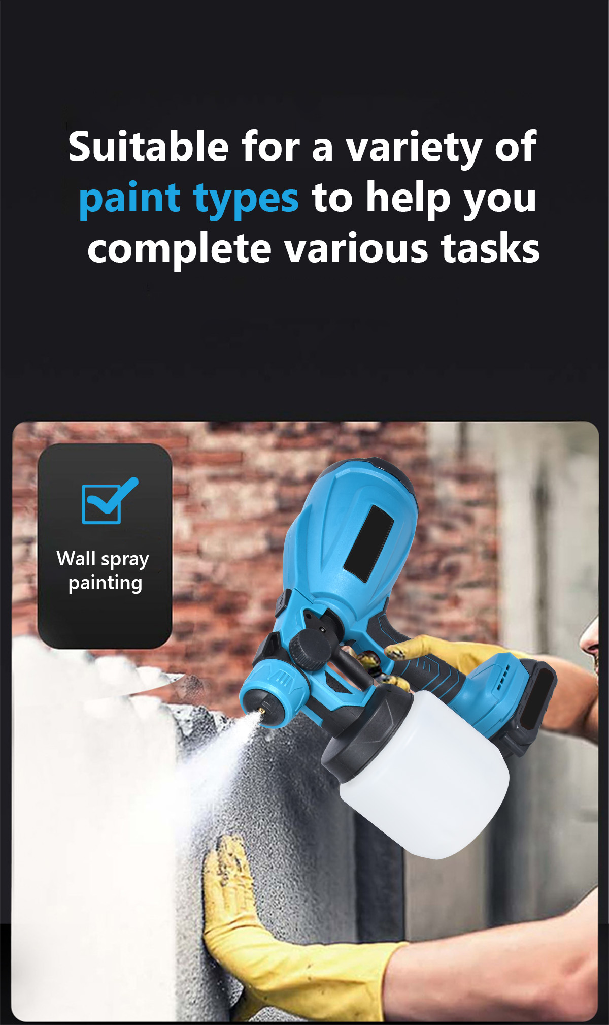 998VF Cordless Electric Spray Gun Woodworking Paint Sprayer ...
