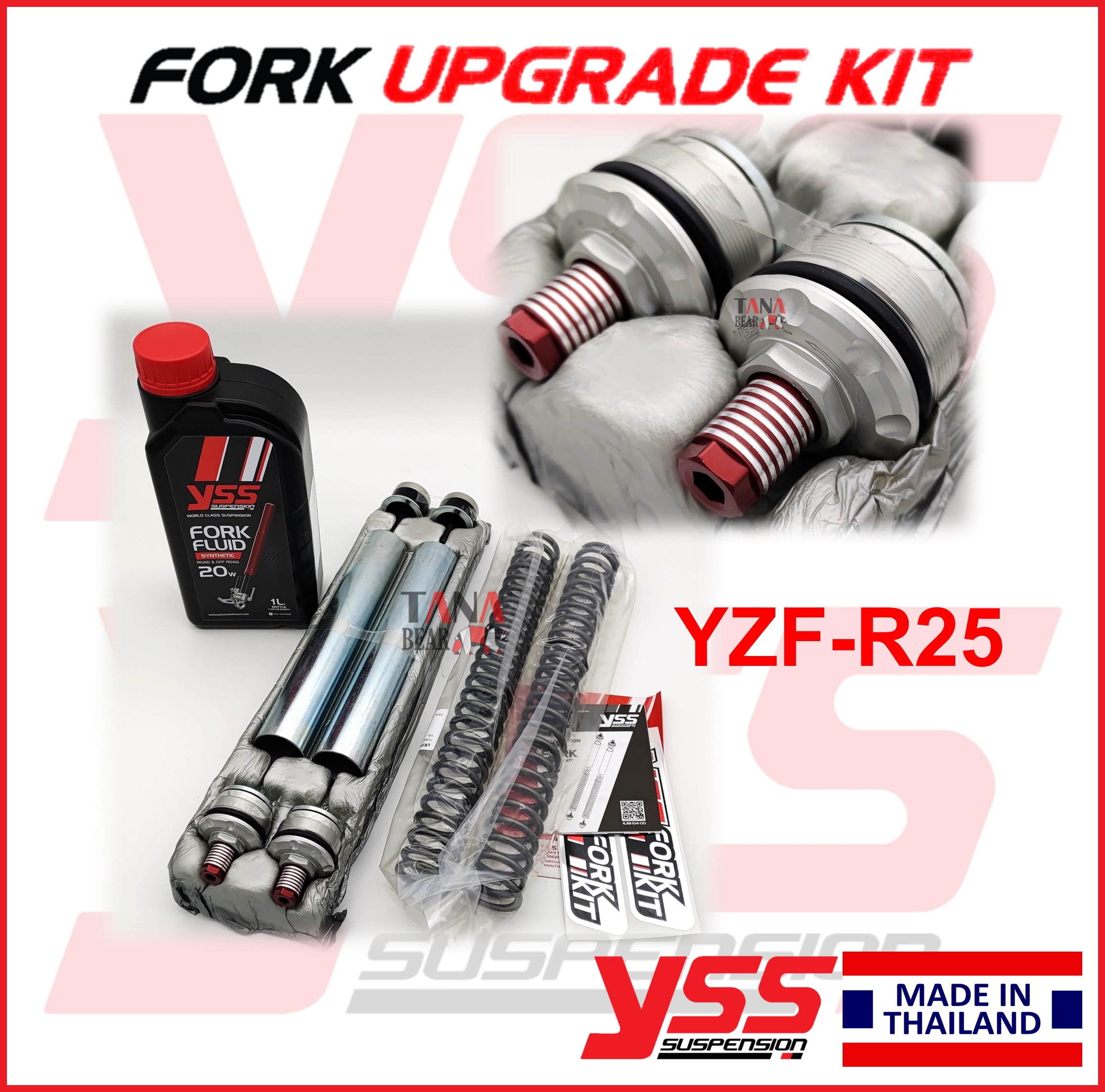 YSS R25 Fork Upgrade Kit (Full Set Adjustable Top Cap Preload) + Free ...