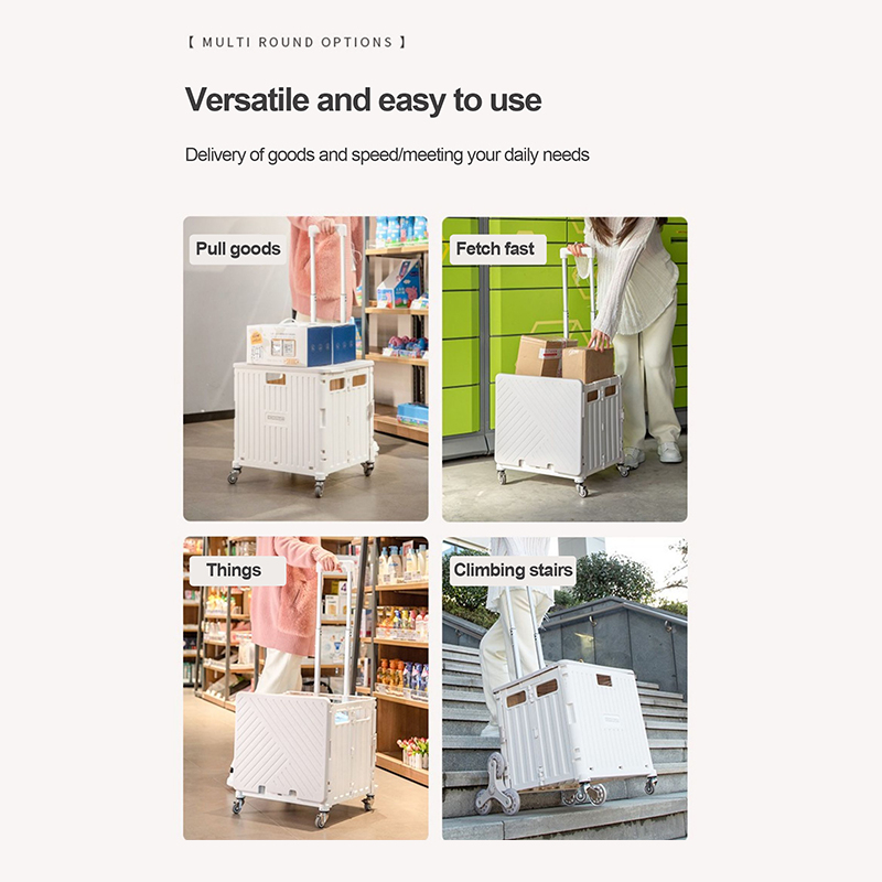 Foldable Shopping Cart 75L Foldable Trolley Hard Case Storage Trolley ...