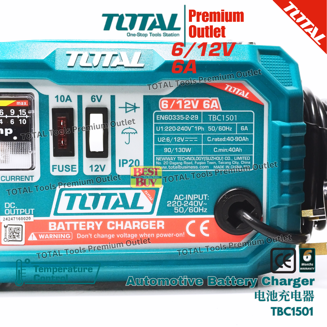 TOTAL Tools Automotive Battery Charger 6V/12V 汽车电池充电器 - TBC1501 ...