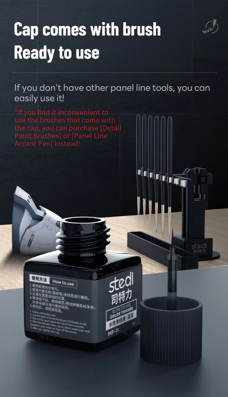 STEDI Gundam Panel Lining Pen & Wipe Stick & Water-based panel line Ink ...