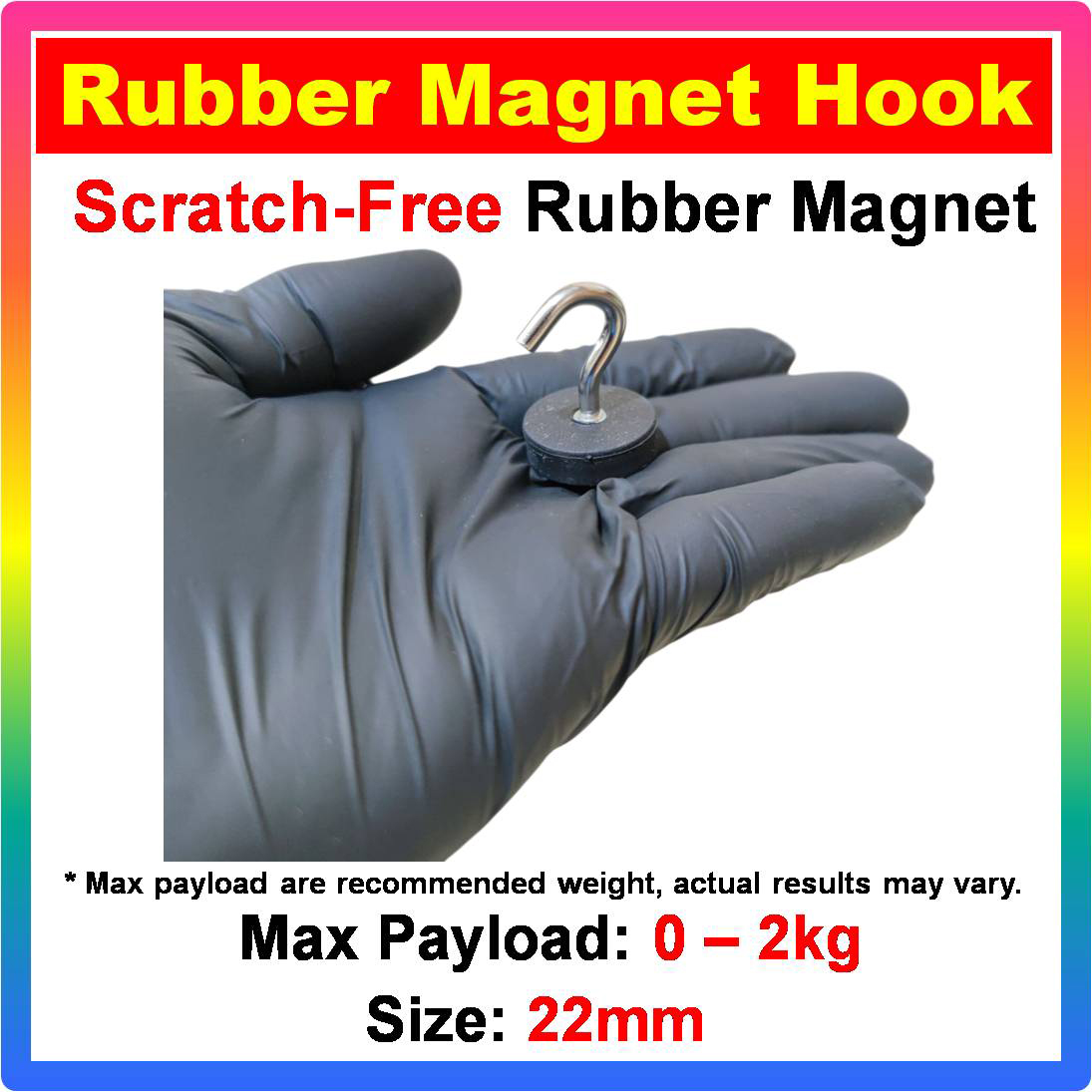 Strong Rubber Magnetic Hook | Heavy Duty Round Neodymium Magnet ...