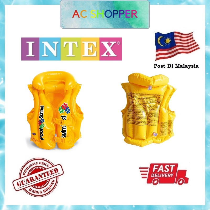 INTEX 58660 Inflatable Pool Swim Vest Kids Life Jacket Child Float 3-6 ...