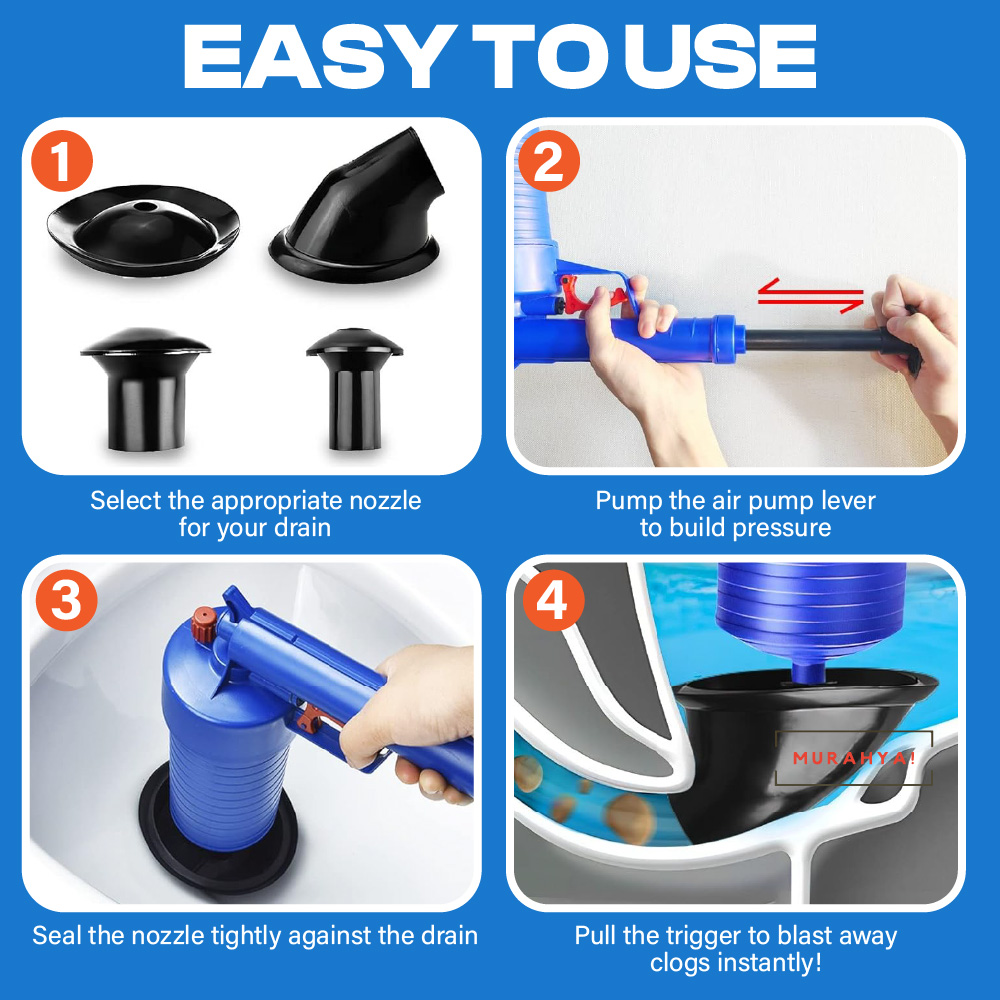 Air Power Pump Bathroom Cleaner Toilet Dredge Plug Blockage Remover ...