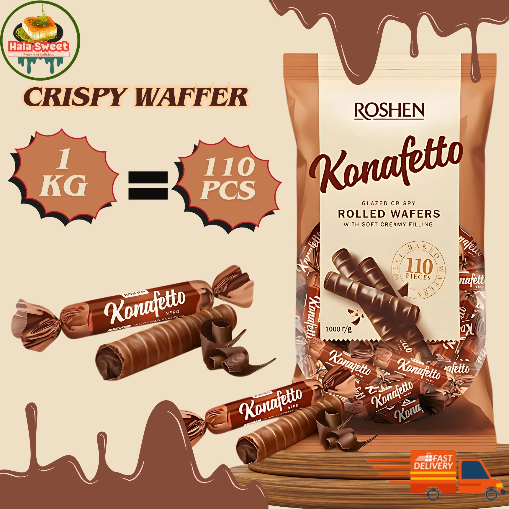 New arrival! Roshen Konafetto Chocolate / COCOA / High Quality Crispy ...