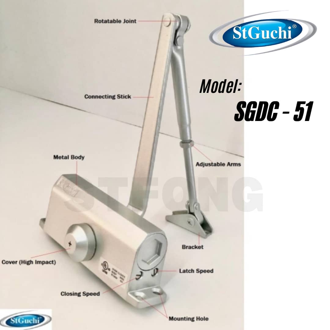 ST GUCHI 2 SPEED Heavy Duty Aluminium DOOR CLOSER SGDC-51 SGDC51 | Shopee Malaysia