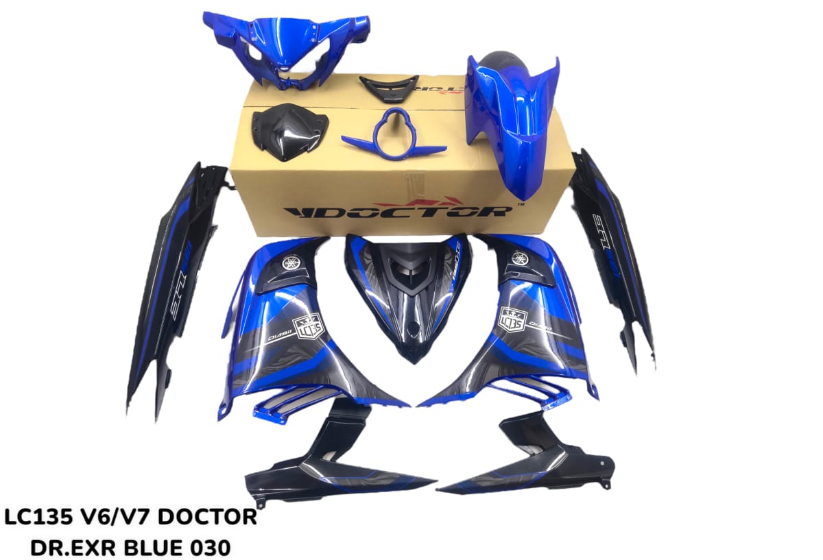 COVERSET BODYSET YAMAHA LC LC135 V6 V7 DR EXCITER BLUE BIRU EXR STRIPE ...