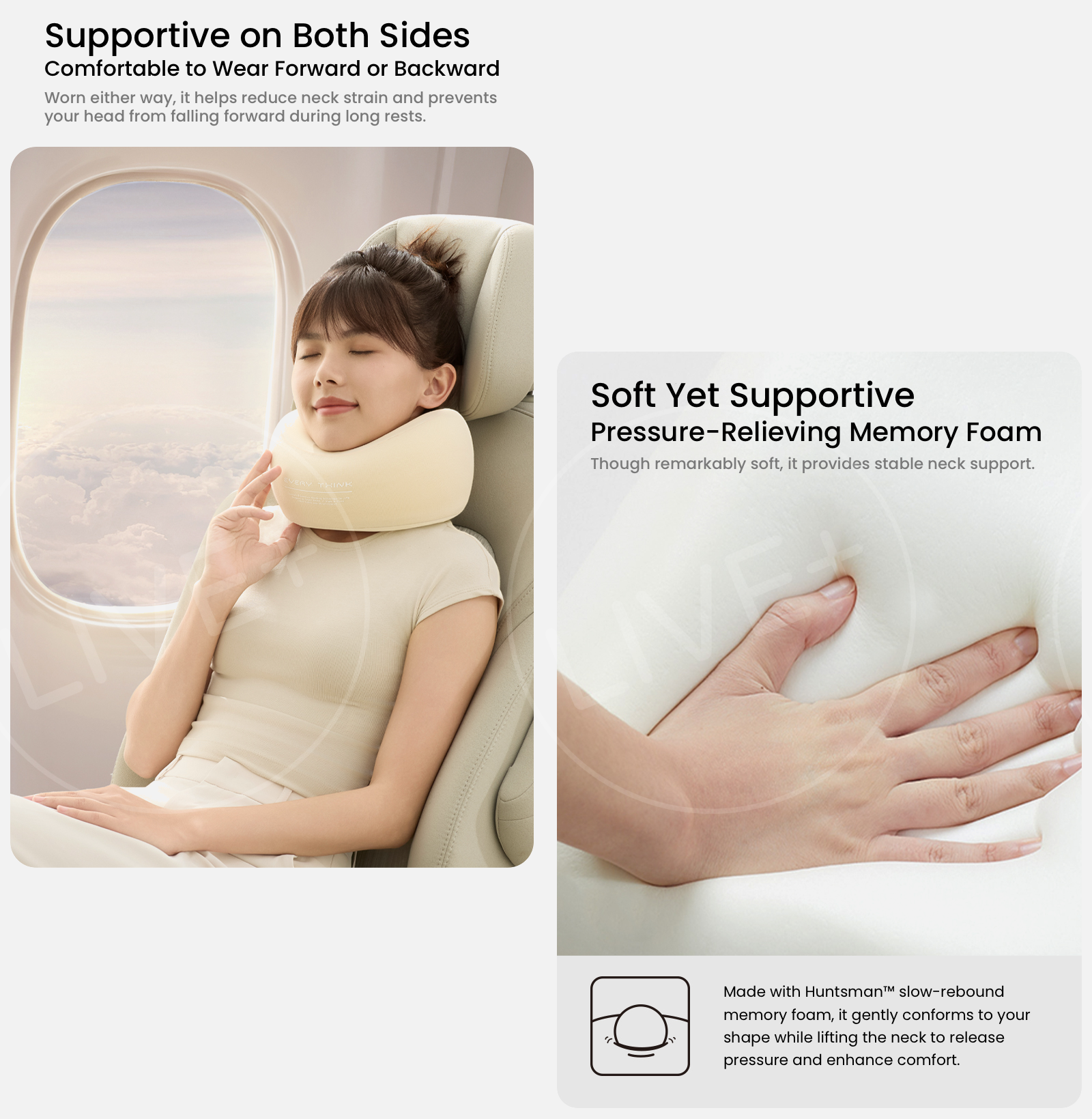 EVERYTHINK ES2 Travel Neck Pillow, Pink | U Shape Support Flight Bantal Tengkuk Leher Kepala ...