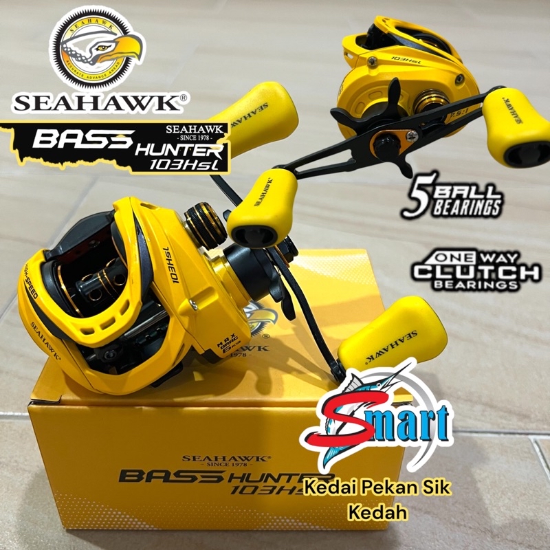 SEAHAWK BASS HUNTER 103HSL BC LEFT CASTING FISHING REEL Yellow | Shopee ...