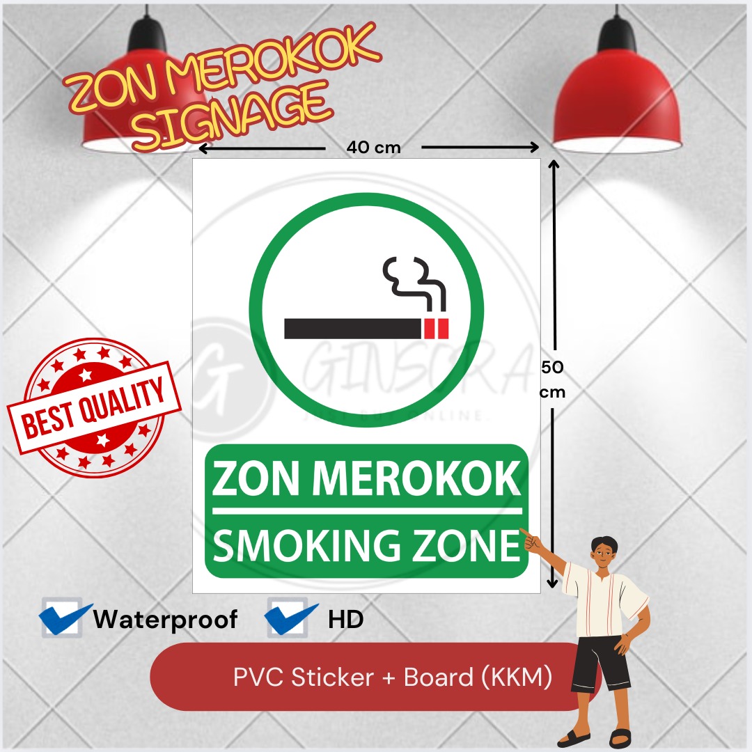 SMOKING ZONE SIGN PAPAN TANDA ZON MEROKOK ACRYLIC STICKER | Shopee Malaysia