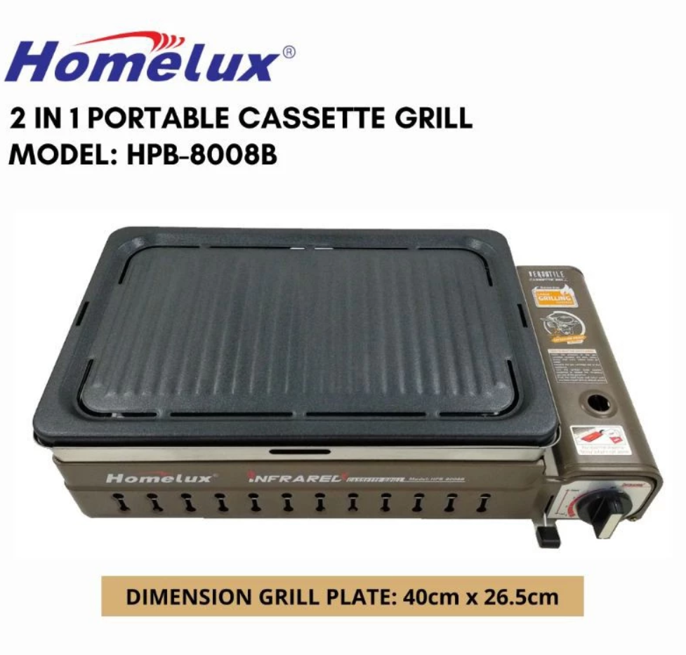 Homelux Portable BBQ Stove 2-in-1 Cassette Grill with Grill Pan ...