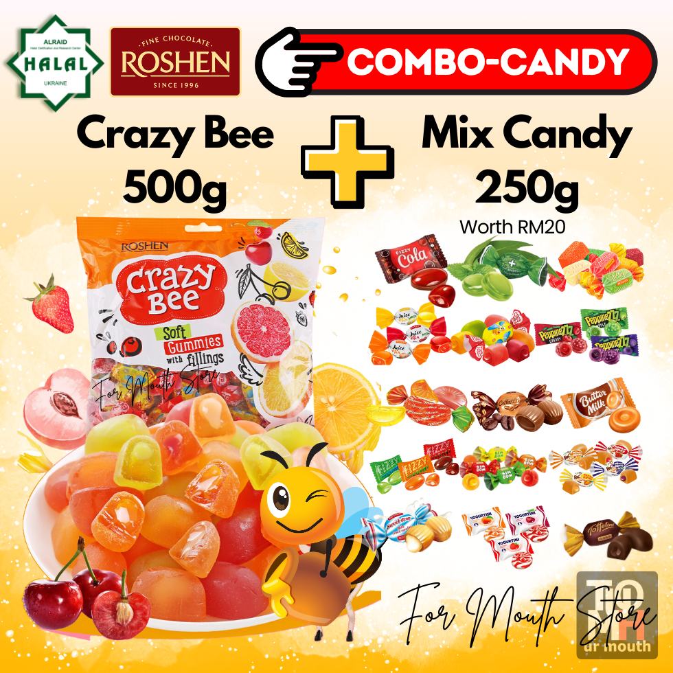 250/500gr ROSHEN Crazy Bee Jelly Candy Crazy Bee Gummy Crazy Bee Candy ...